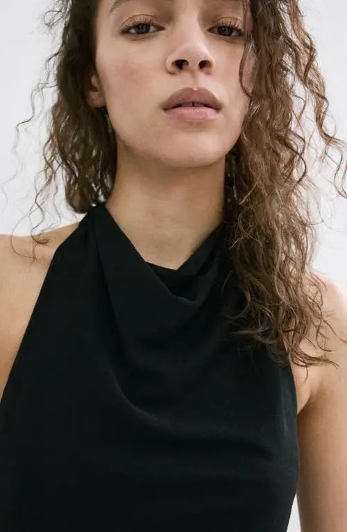 Mango Side Drape Halter Maxi Dress