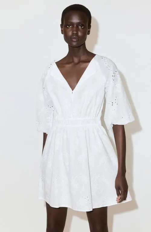 Mango Floral Embroidered Cotton Minidress