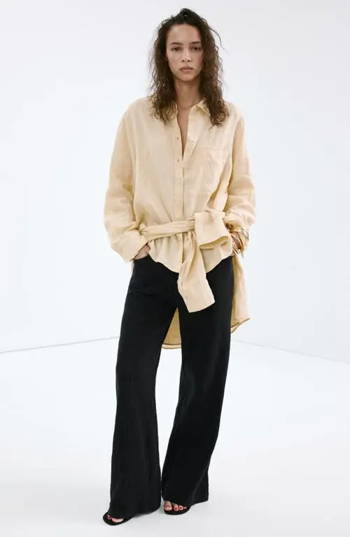 Mango Cotton Double Gauze Straight Leg Pants