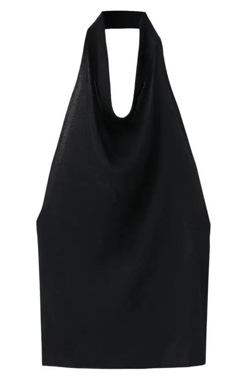Mango Knit Halter Neck Open Back Top - Black