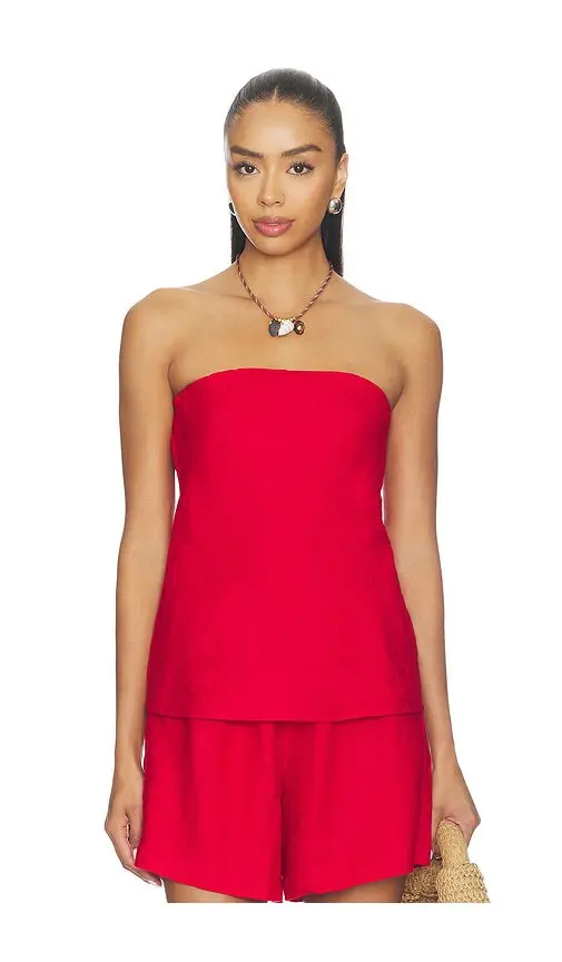 Donni. The Linen Tube Top - Red