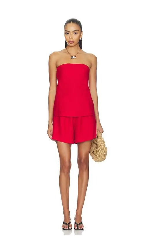 Donni. The Linen Tube Top - Red