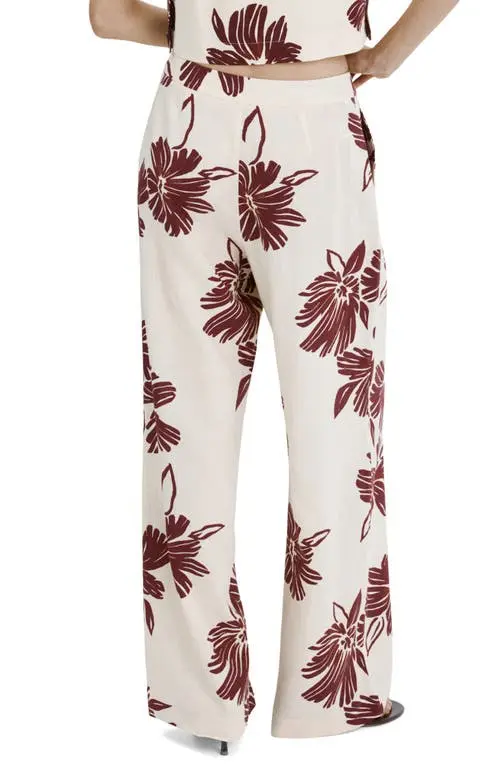 Mango Pleated Print Straight Leg Pants