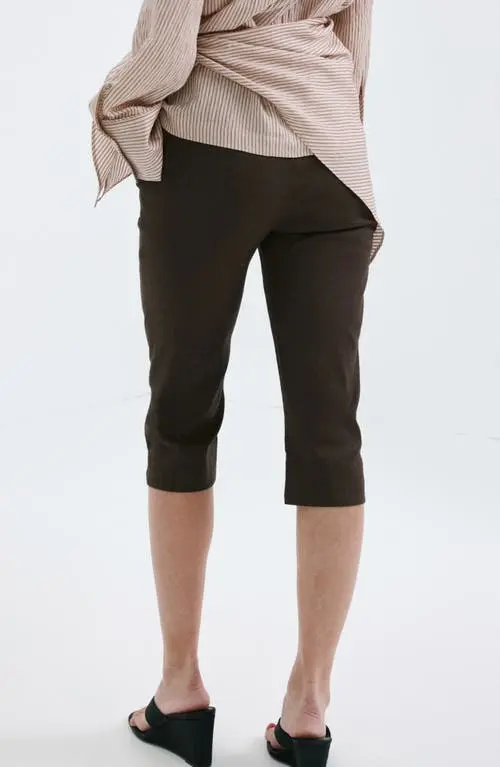 Mango Stretch Linen & Cotton Capri Pants