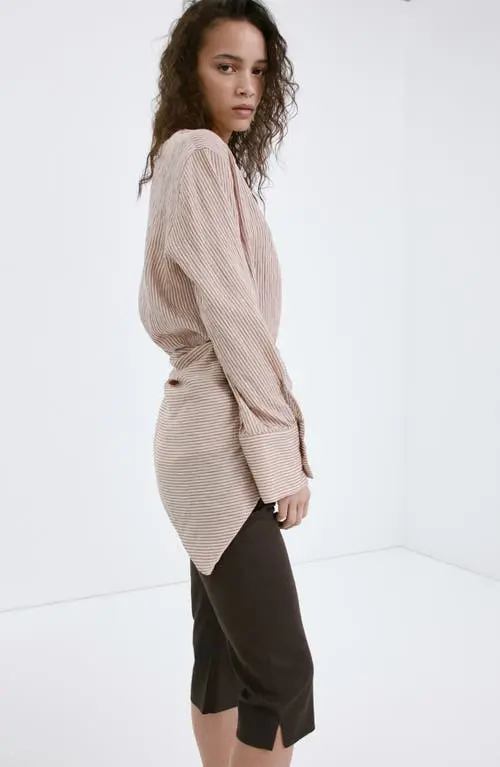Mango Stretch Linen & Cotton Capri Pants