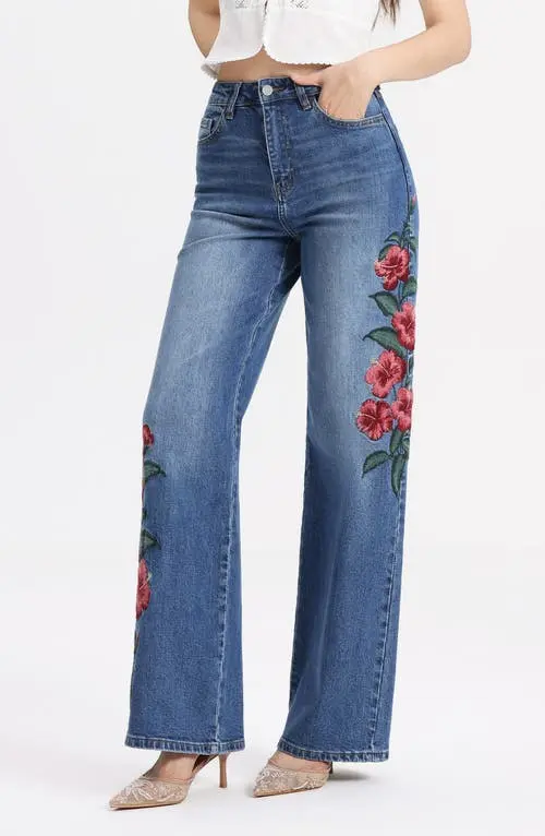BAYEAS Embroidered High Waist Straight Leg Jeans