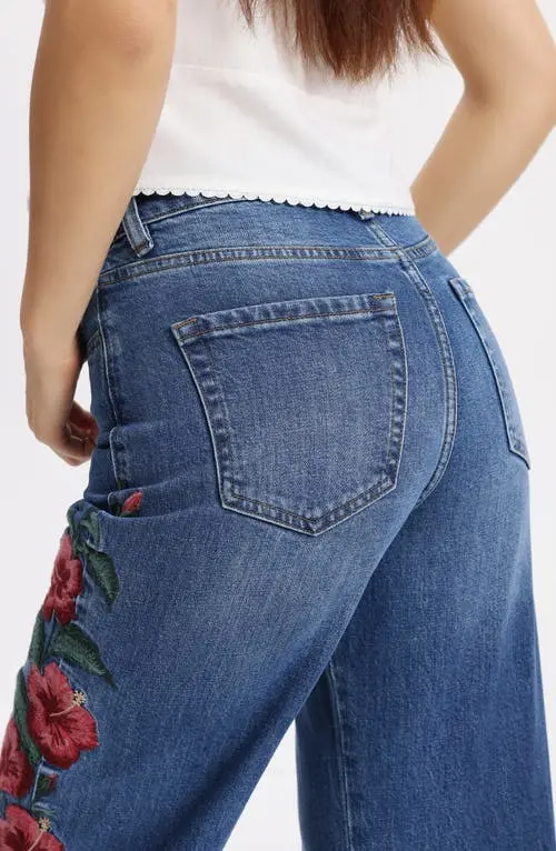 BAYEAS Embroidered High Waist Straight Leg Jeans