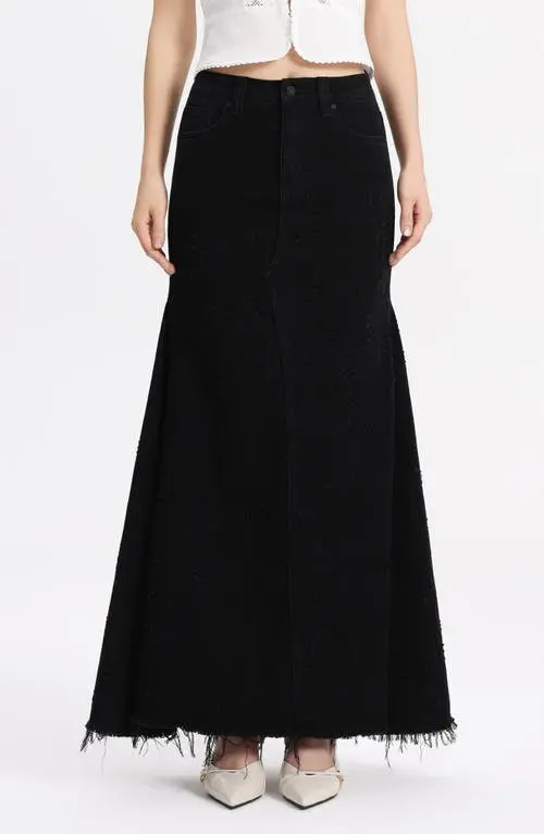 BAYEAS Fringe Denim Midi Skirt