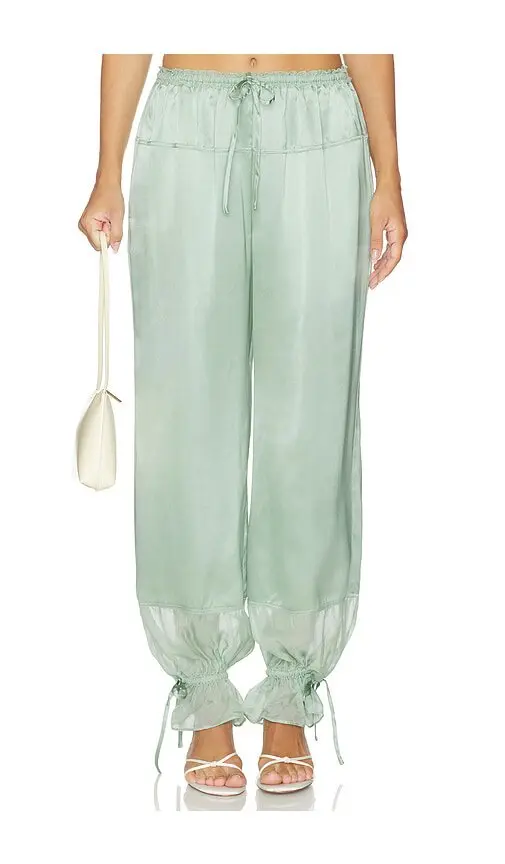 Ulla Johnson Camile Silk Cinched Pant - Mint