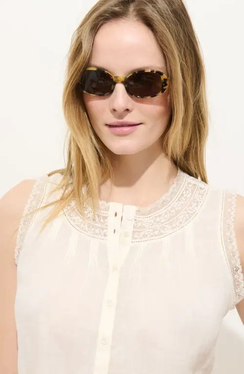 ALEX MILL Sleeveless Lace Trim Button-up Top
