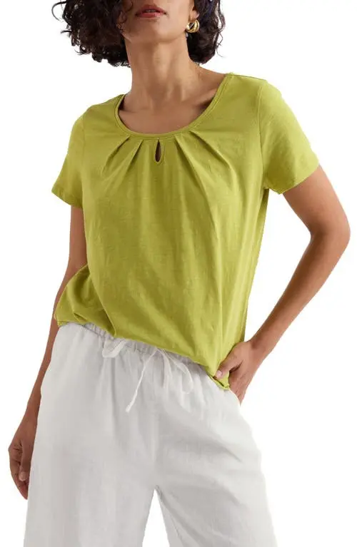 SEASALT CORNWALL Appletree Keyhole Organic Cotton T-shirt - Avocado