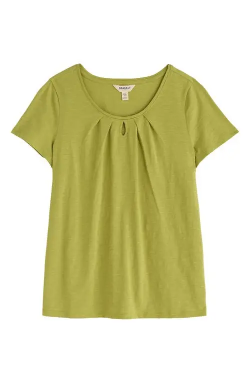 SEASALT CORNWALL Organic Cotton Keyhole T-shirt - Avocado