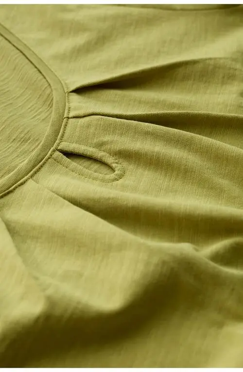 SEASALT CORNWALL Organic Cotton Keyhole T-shirt - Avocado