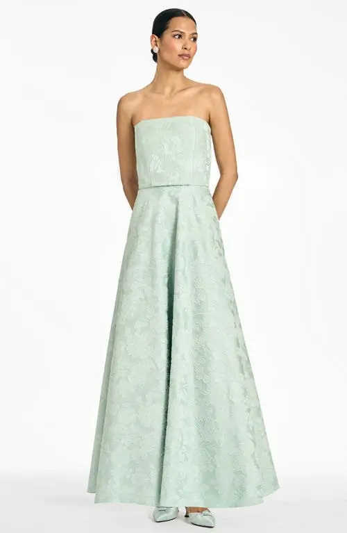 Sachin & Babi Darian Floral Jacquard Strapless Gown