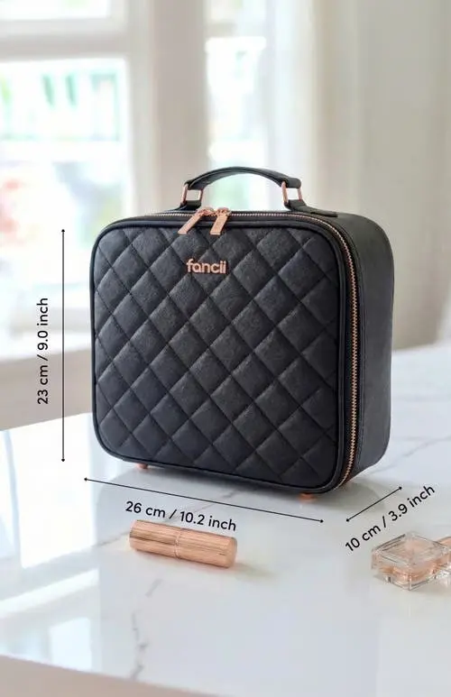 FANCII Madison Quilted Vegan Leather Makeup Case