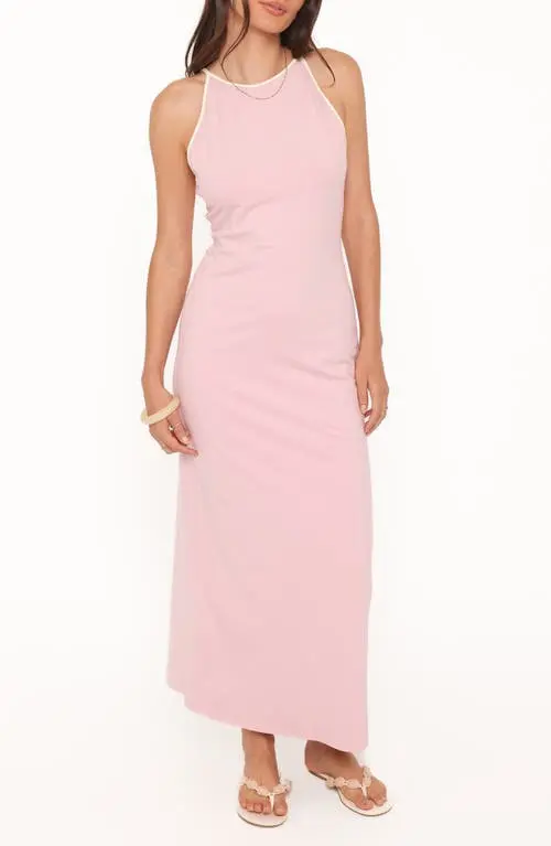 PETAL & PUP Fiona Contrast Trim Stretch Cotton Maxi Dress - Pink