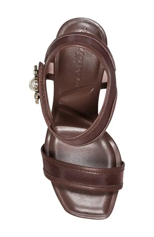 Karl Lagerfeld Paris Embellished Mesh Ankle Strap Sandals