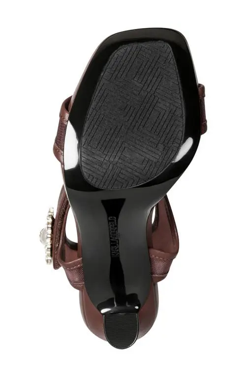 Karl Lagerfeld Paris Embellished Mesh Ankle Strap Sandals