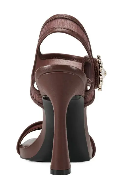 Karl Lagerfeld Paris Embellished Mesh Ankle Strap Sandals