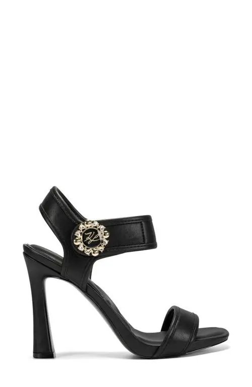 Karl Lagerfeld Paris Celida Embellished Ankle Strap Sandal - Black