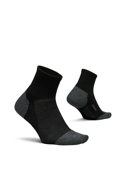 FEETURES Elite Max Cushion Quarter Sock Athletic Running Socks, Targeted Compression