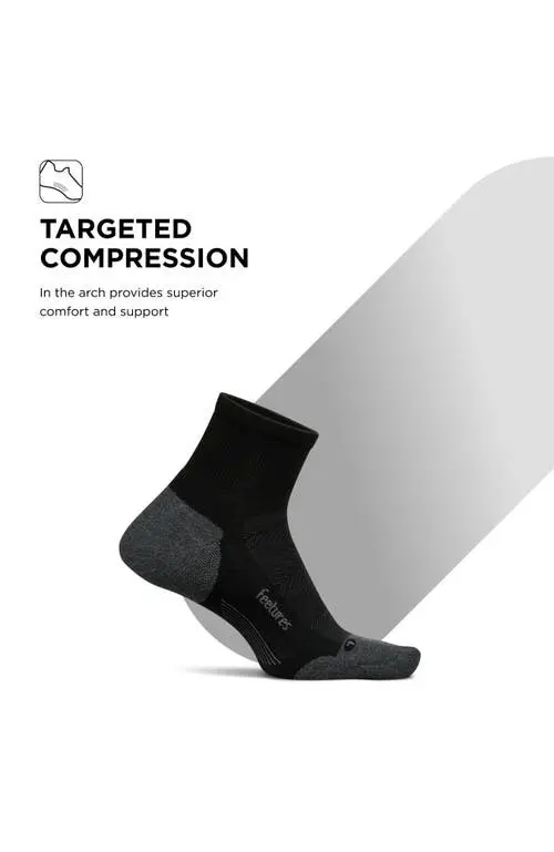FEETURES Elite Max Cushion Quarter Sock Athletic Running Socks, Targeted Compression