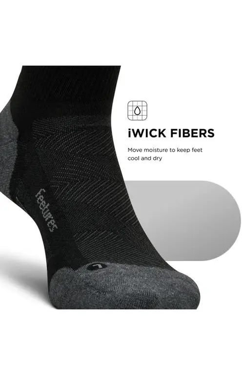 FEETURES Elite Max Cushion Quarter Sock Athletic Running Socks, Targeted Compression