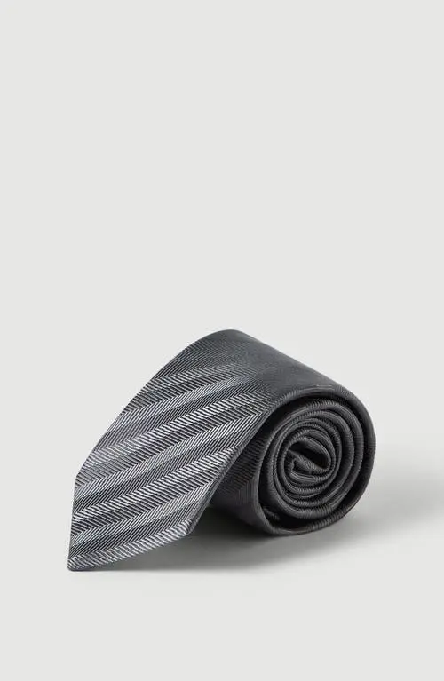 Brunello Cucinelli Silk Chevron Neck Tie - Dark Grey
