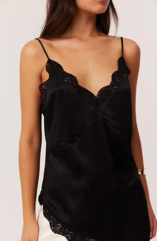 SNDYS. Toni Lace Trim Asymmetric Camisole - Black