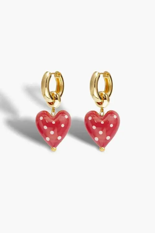 CLASSICHARMS Esmée Heart Drop Earrings With Murano Glass - Red