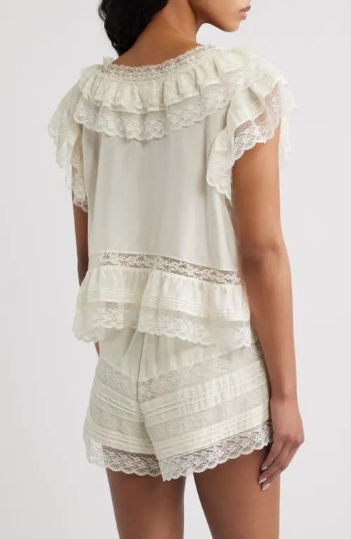 LoveShackFancy Persine Lace Trim Silk Top