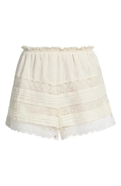 LoveShackFancy Emanuela Silk & Lace Shorts
