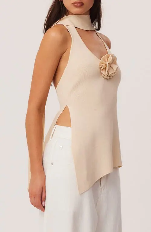 SNDYS. Naia Scarf Halter Sweater Tank - Sand