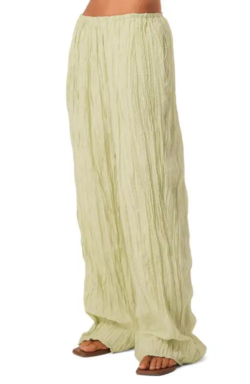 SNDYS. Crinkle Wide Leg Pants - Matcha