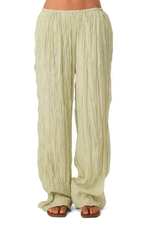 SNDYS. Crinkle Wide Leg Pants - Matcha