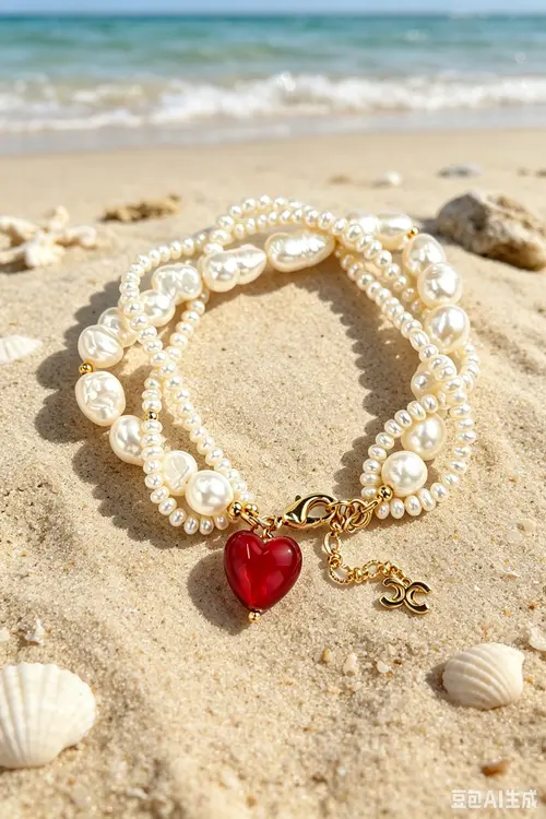 CLASSICHARMS Valentina Murano Glass Heart Pearl Bracelet