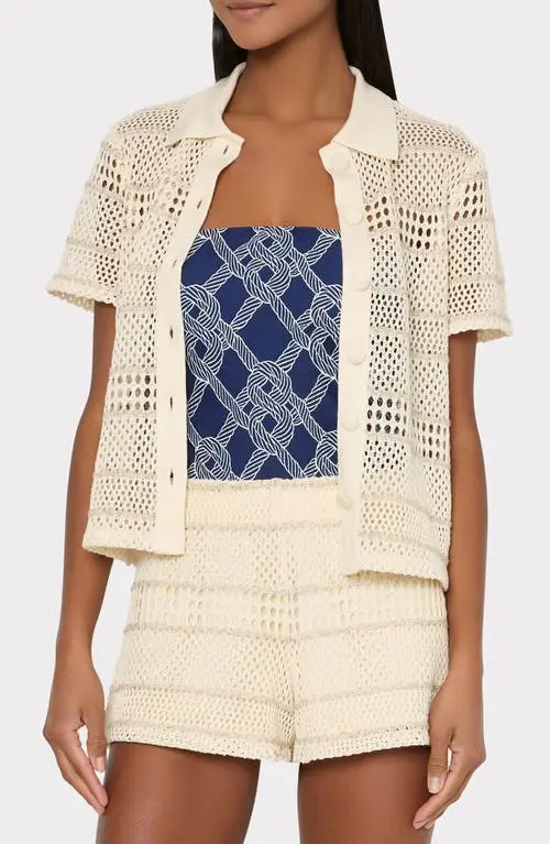 MILLY Metallic Crochet Cover-up Shorts