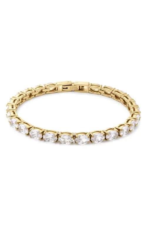 D.LOUISE Oval Cubic Zirconia Tennis Bracelet - Gold
