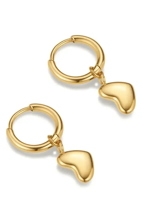 D.LOUISE Bubble Heart Huggie Hoop Drop Earrings