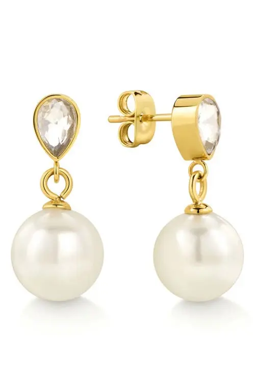 D.LOUISE D. Louise Pear-cut Cubic Zirconia And Freshwater Pearl Drop Earrings - Gold