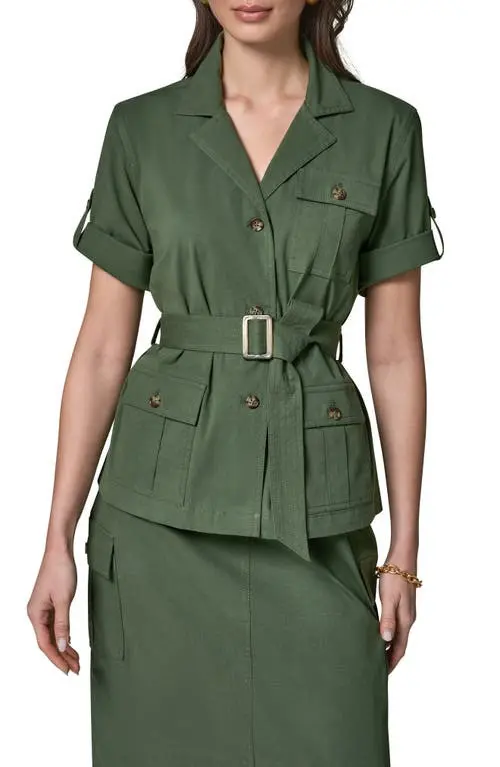Donna Karan New York Short Sleeve Belted Jacket