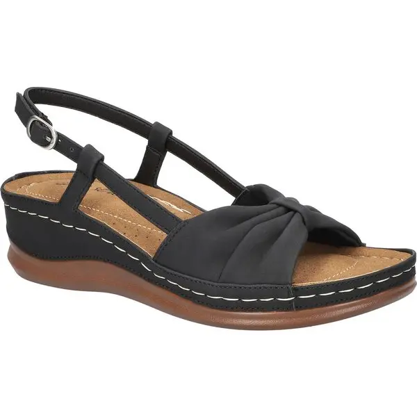 EASY WORKS BY EASY STREET Jupiter Slingback Platform Wedge Sandal - Black