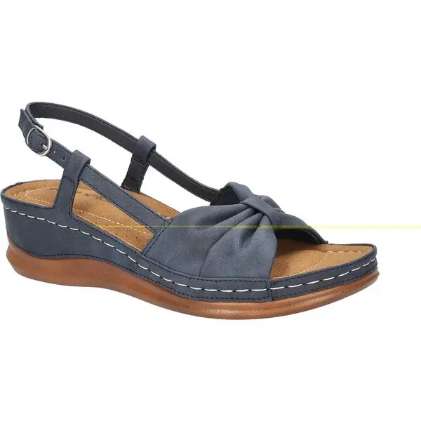 EASY WORKS BY EASY STREET Jupiter Slingback Platform Wedge Sandal - Navy