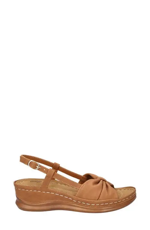 EASY WORKS BY EASY STREET Jupiter Slingback Platform Wedge Sandal - Tan