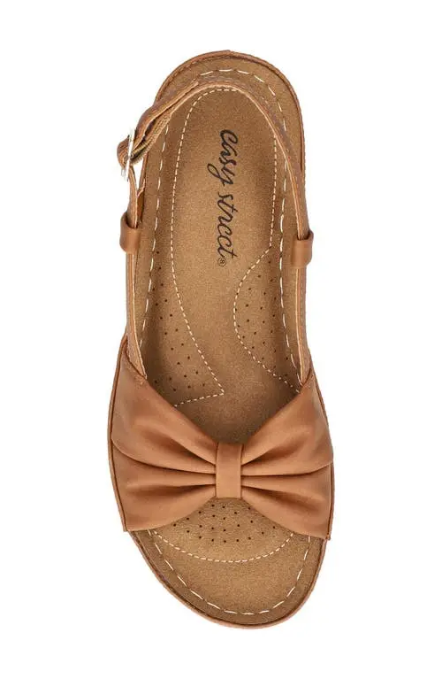 EASY WORKS BY EASY STREET Jupiter Slingback Platform Wedge Sandal - Tan
