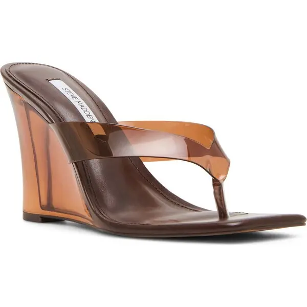 Steve Madden Katrine Transparent Wedge Flip Flop - Brown
