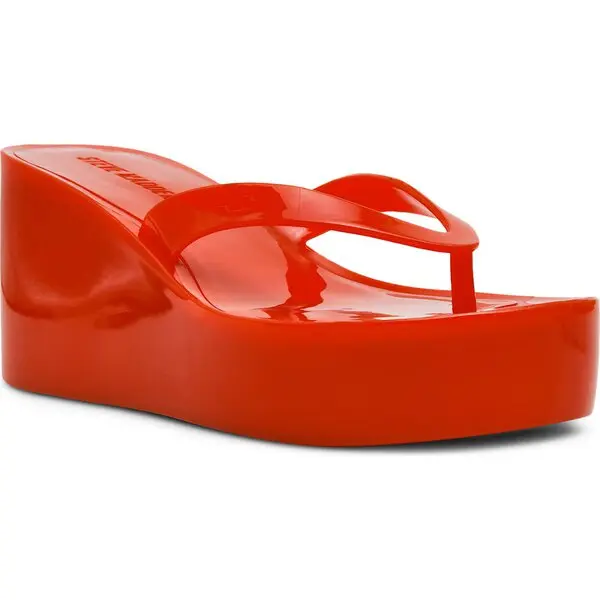 Steve Madden Jella Platform Wedge Flip Flop - Red