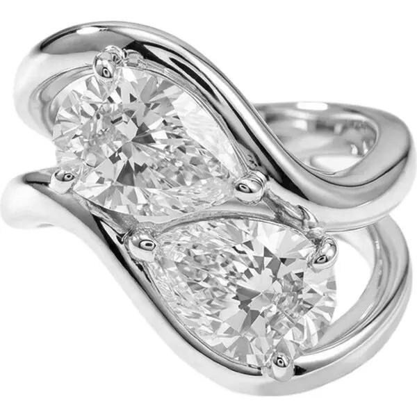 THE M JEWELERS The M Jeweler Set Of 2 Pear-cut Cubic Zirconia Rings - Silver