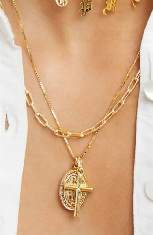THE M JEWELERS 18k -plated Guadalupe Cross Pendant Necklace