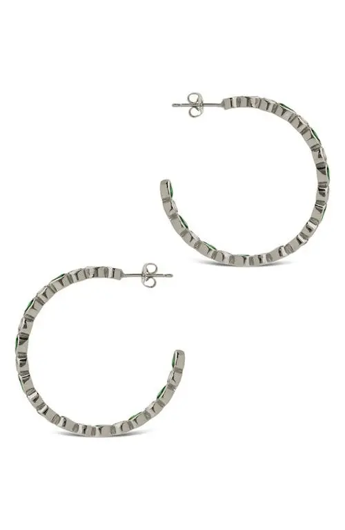 Sterling Forever Bezel Mixed Cubic Zirconia Inside Out Hoop Earrings - Silver